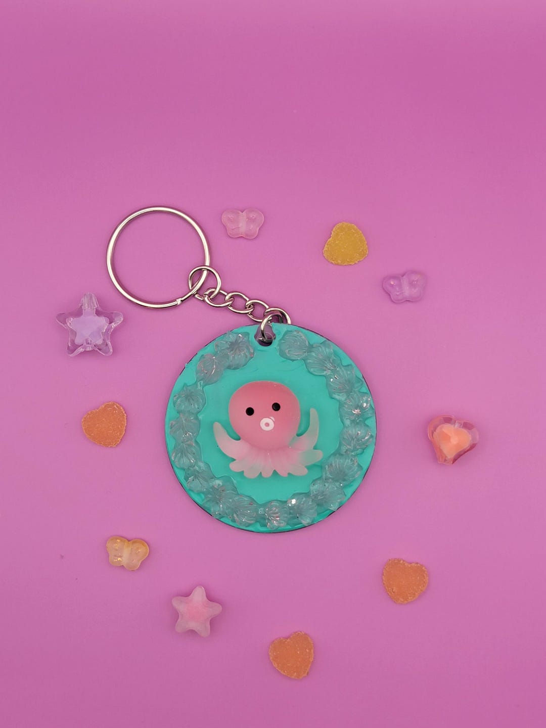 Pastel Puddle Octopus Decoden Keychain - Etsy