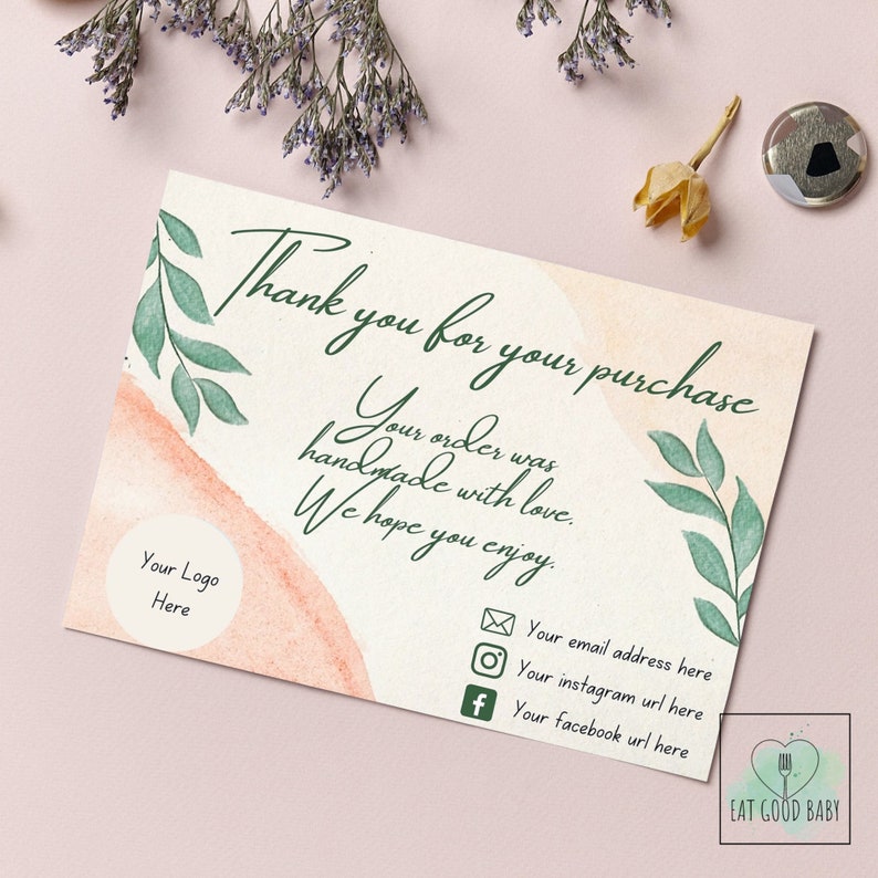 Tarjetas de agradecimiento imprimibles Plantilla de negocio Descarga instantánea Etsy Pequeñas ...