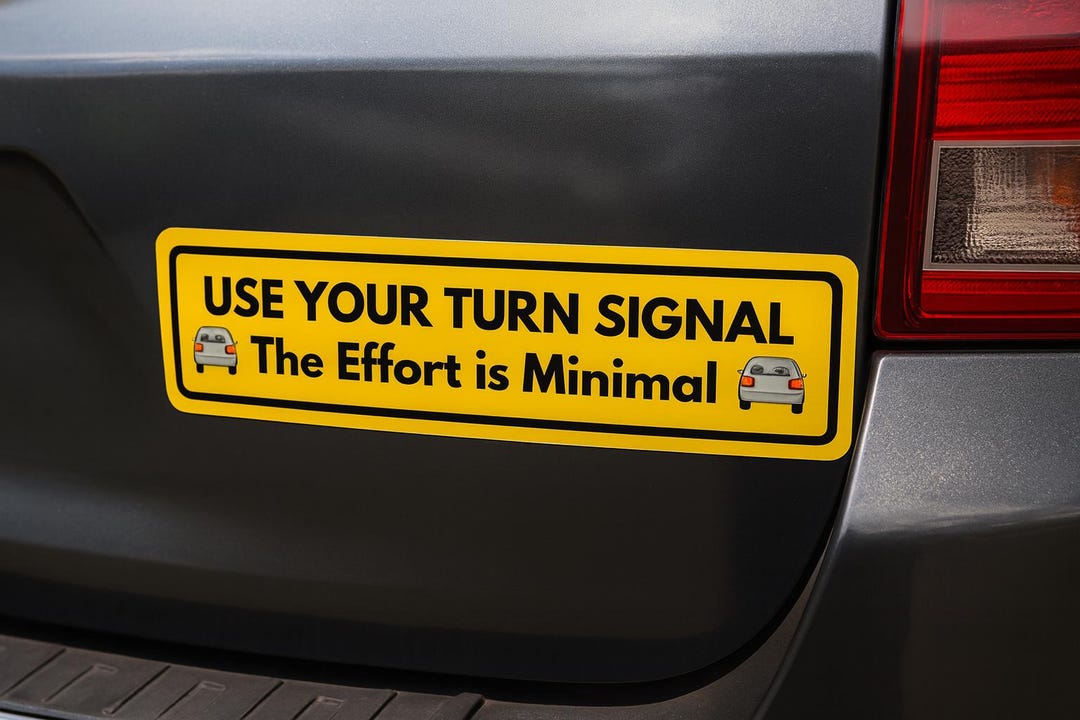Funny Car Bumper Sticker – Use Your Turn Signal, Driving Humor Decal ...