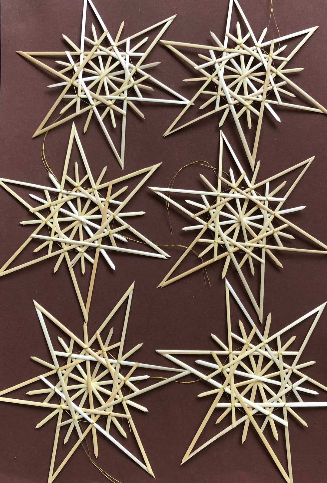 Straw Stars Set Twinkle Gold Thread 6 Stars - Etsy