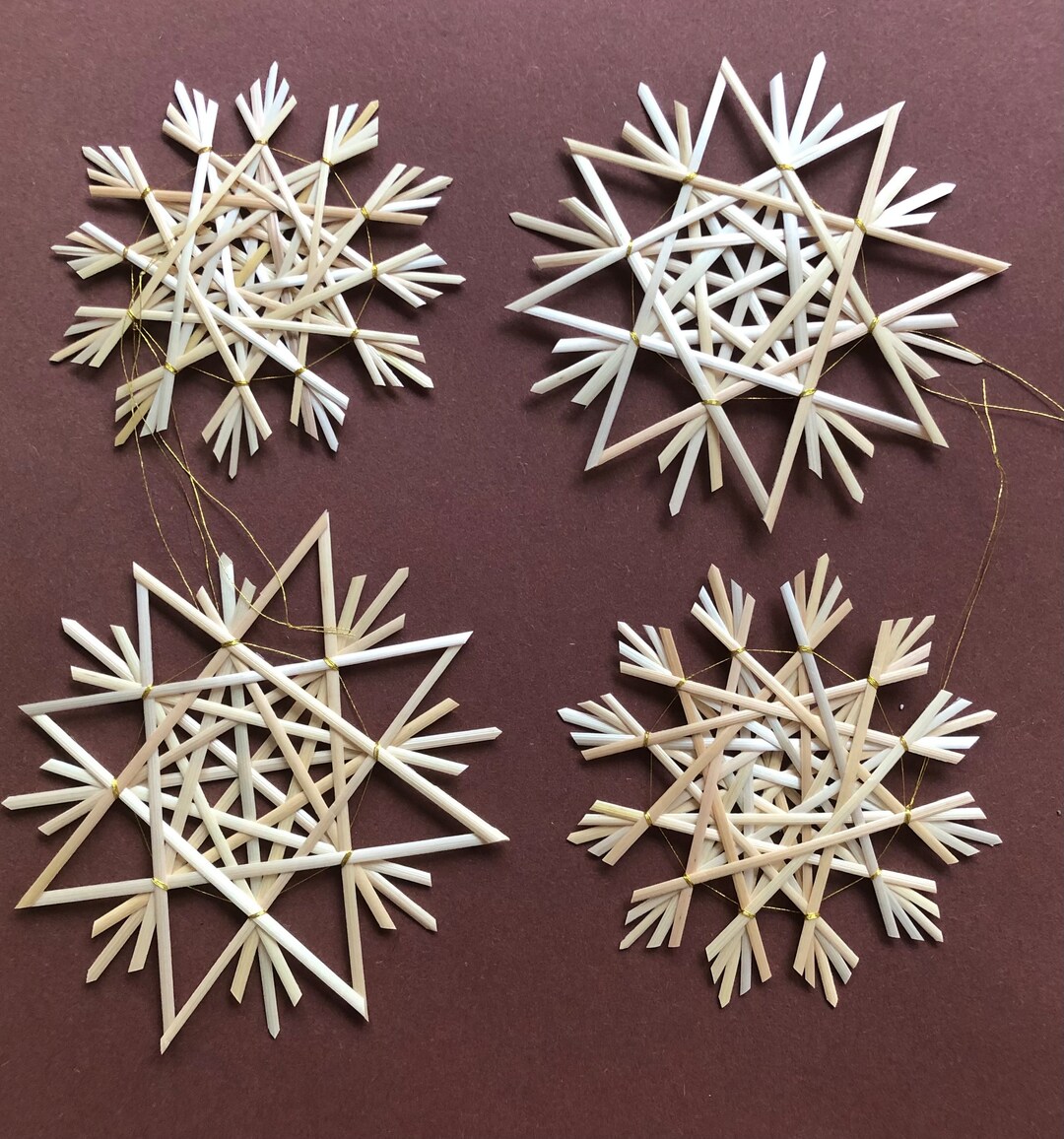 Straw Star Set Luna, 4 Straw Stars, 2 X 7.5 Cm and 8.5 Cm Each, Gold ...