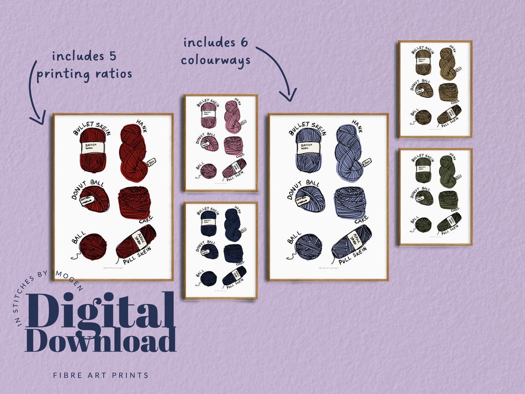Illustrated Yarn Skeins, DIGITAL DOWNLOAD, Yarn Poster, Gift for ...