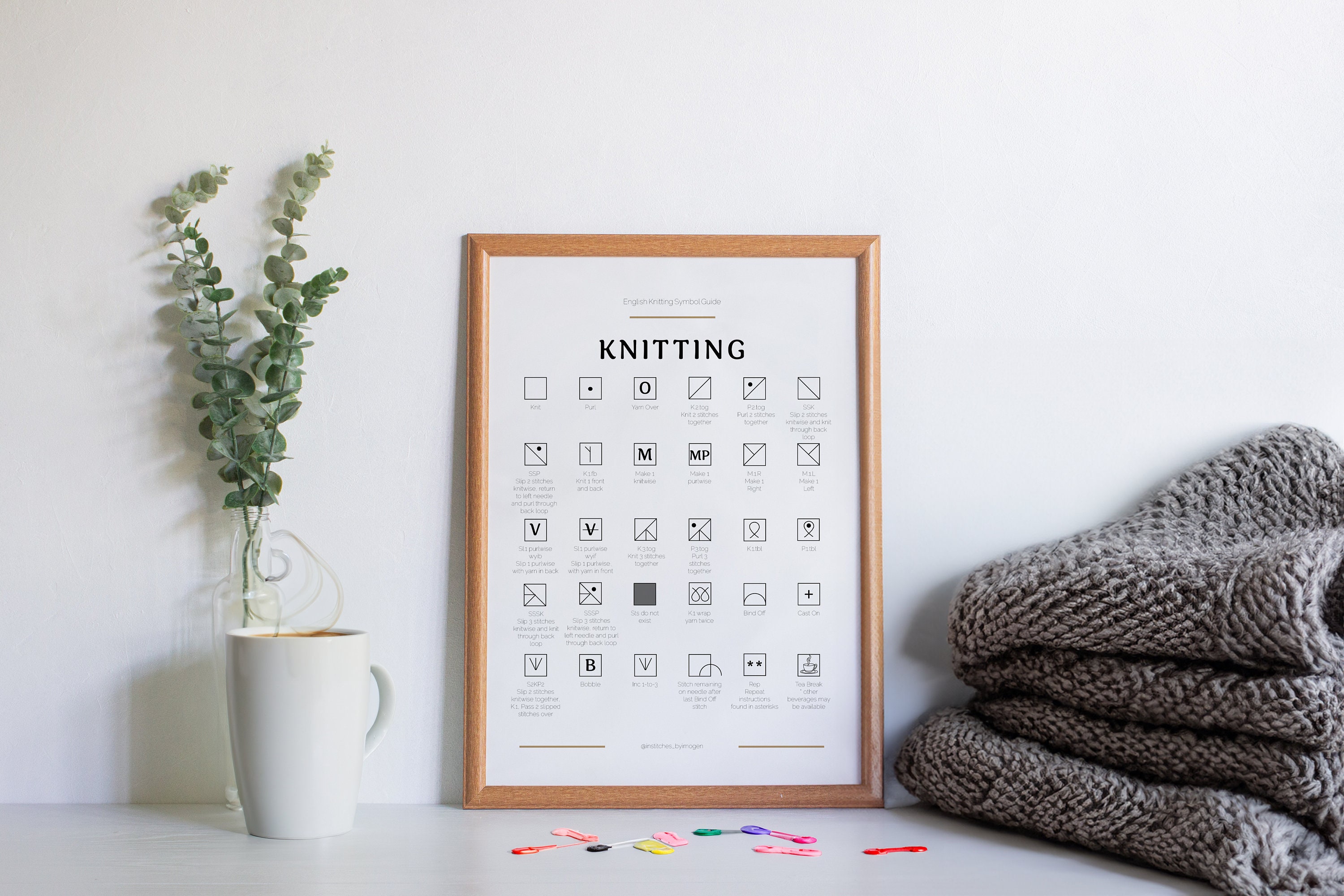 English Knitting Symbol Guide, DIGITAL DOWNLOAD, Gift for Knitters ...