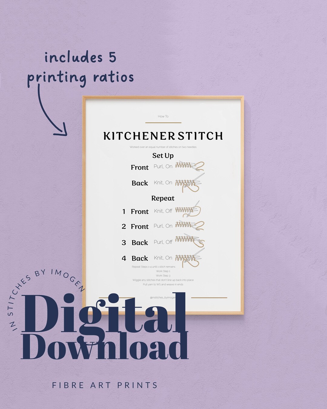 How To: Kitchener Stitch Guide, DIGITAL DOWNLOAD, Gift for Knitters ...