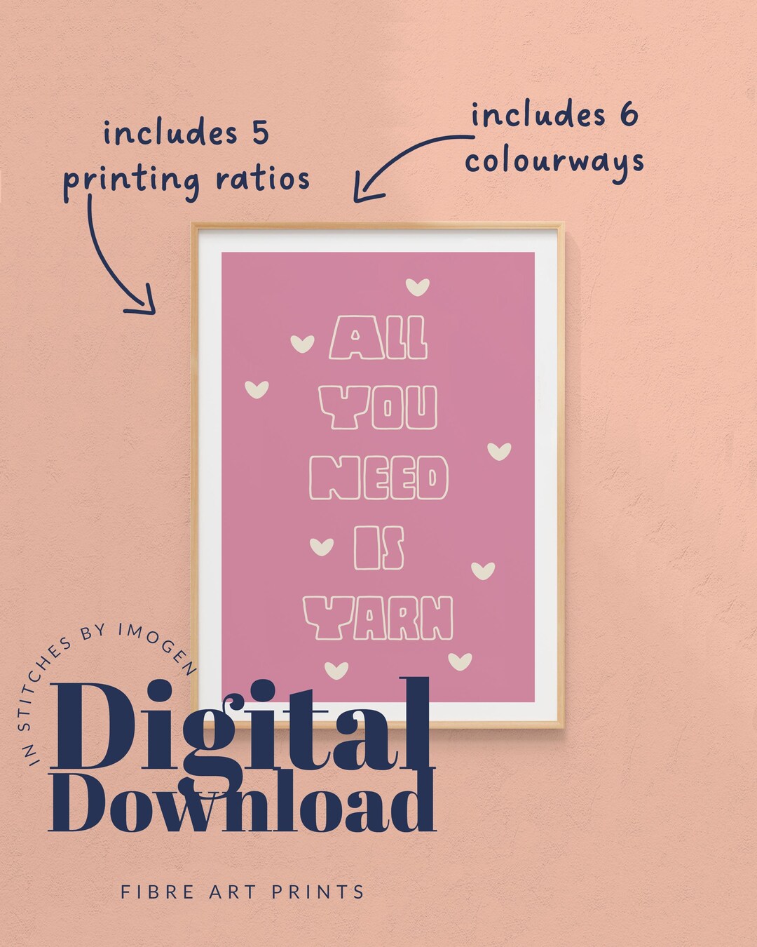 Graphic 'all You Need is Yarn' Prints, Knitting Poster, Crochet Poster ...