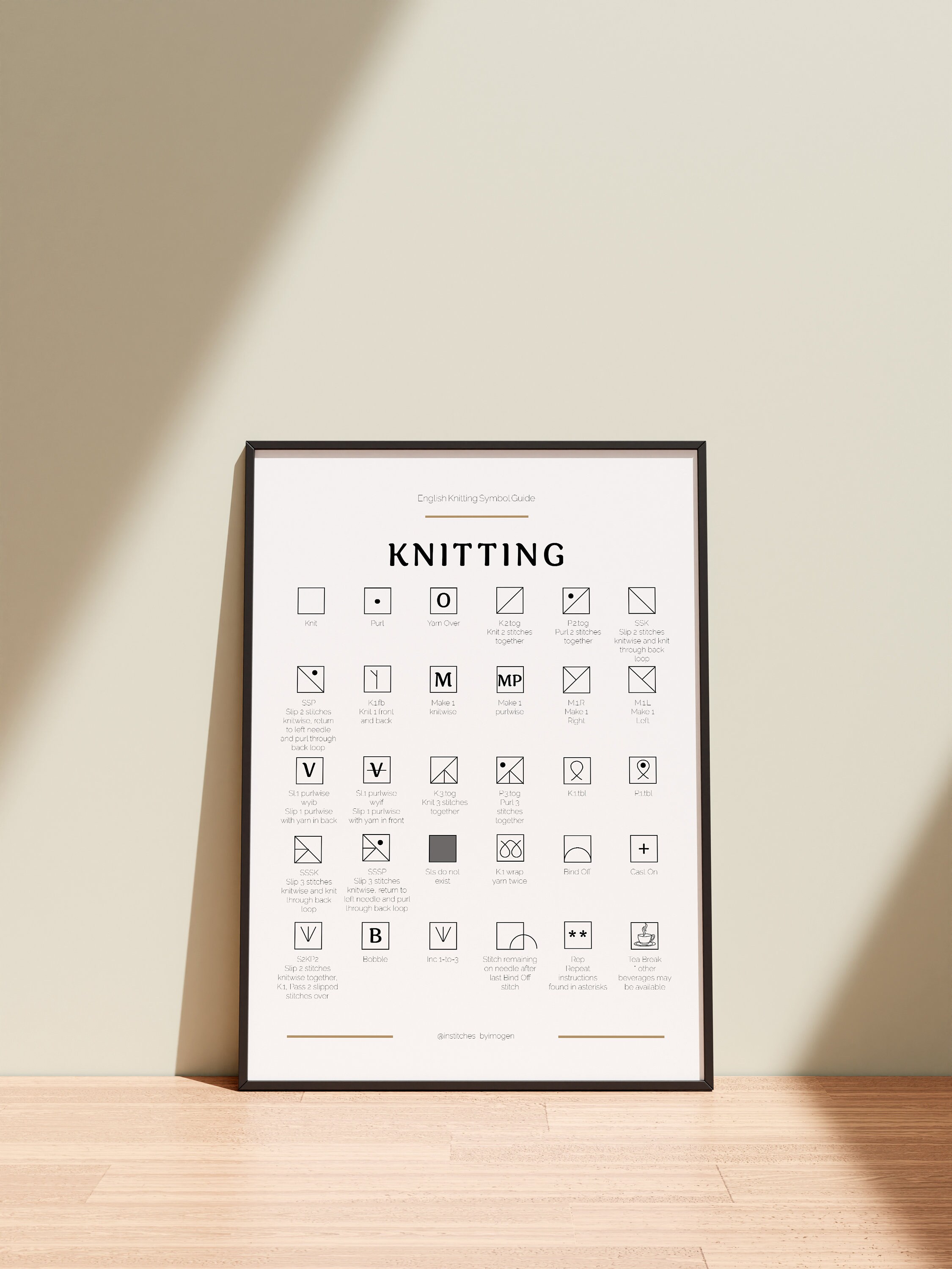 English Knitting Symbol Guide, DIGITAL DOWNLOAD, Gift for Knitters ...