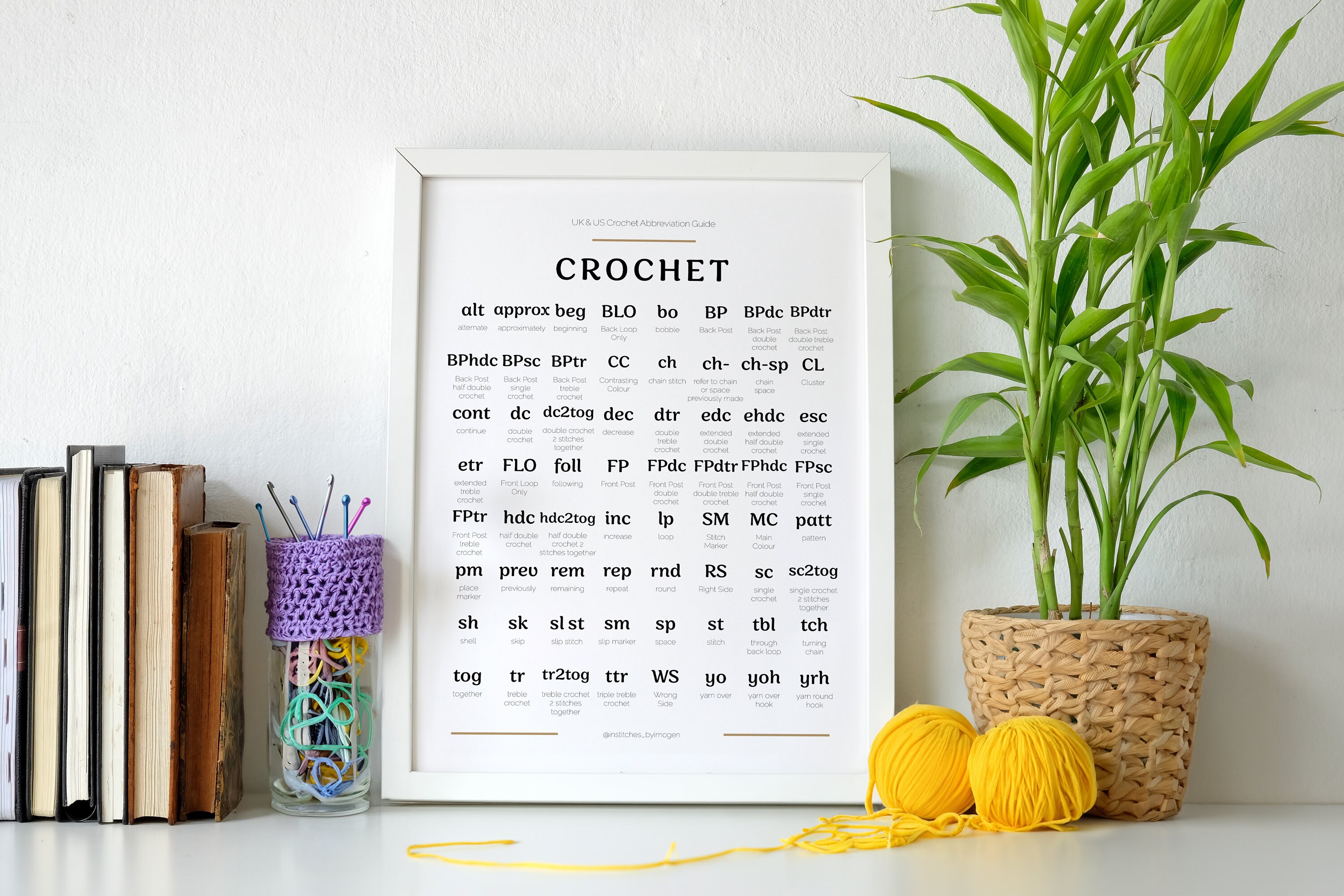 UK & US Crochet Abbreviation Guide, Gift for Crocheters, Crochet Poster ...
