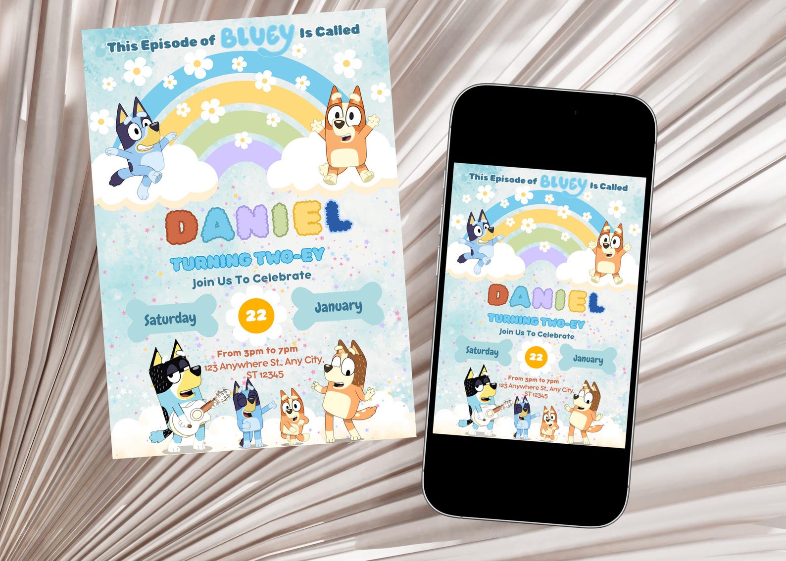 Editable Bluey Invitation Template, Digital Birthday Invite for Kids ...