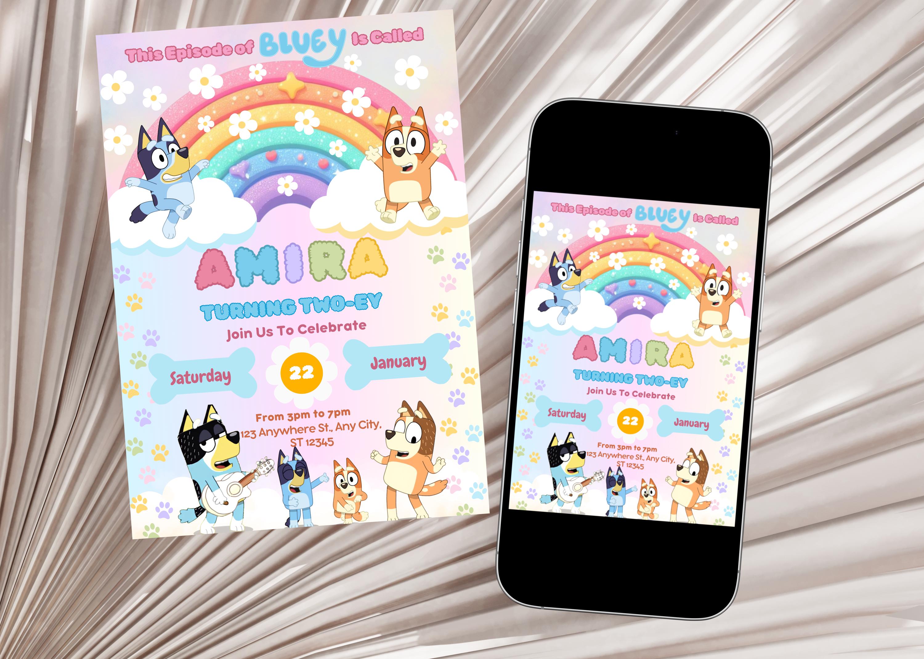 Editable Bluey Invitation Template, Digital Birthday Invite for Kids ...