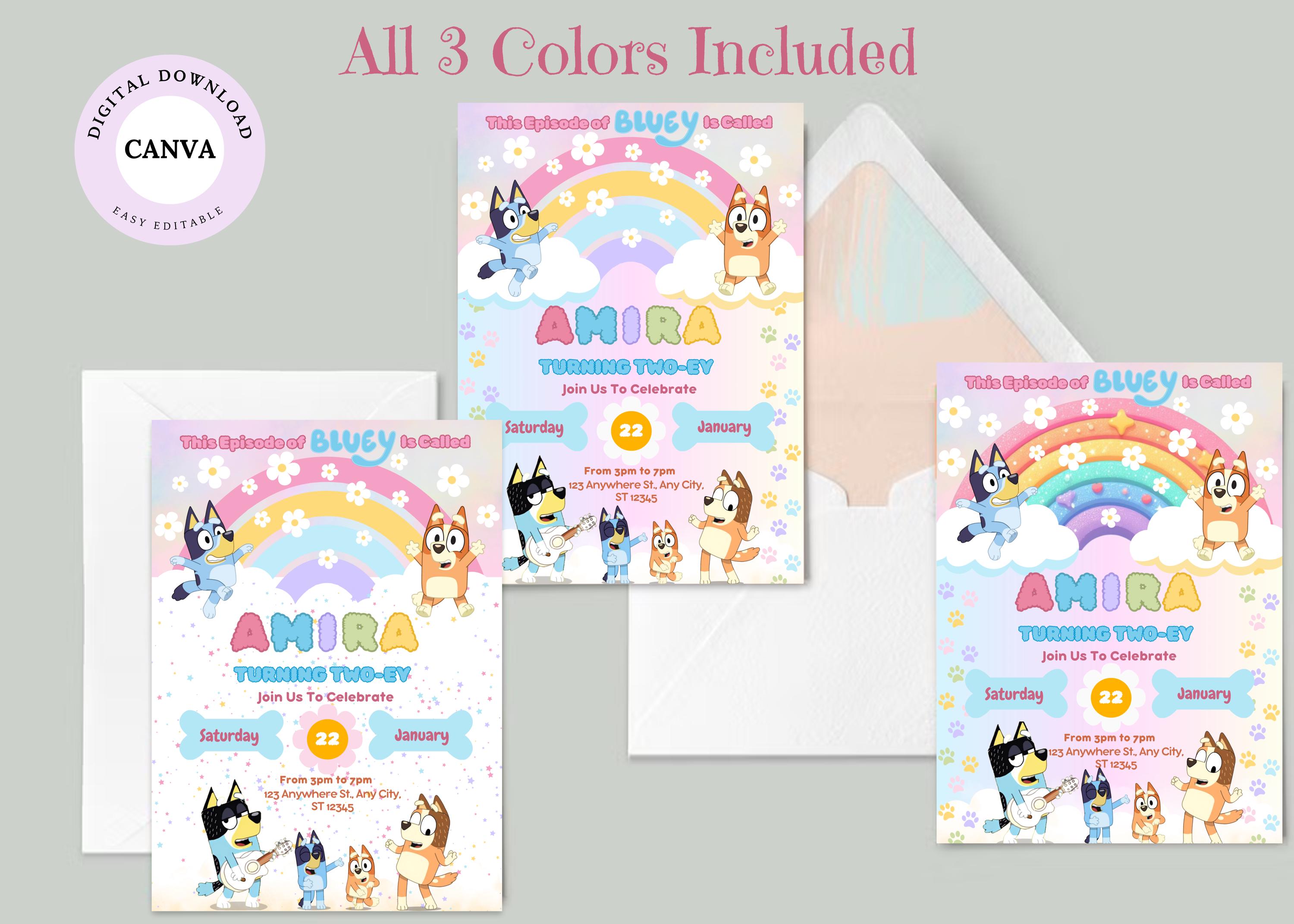 Editable Bluey Invitation Template, Digital Birthday Invite for Kids ...