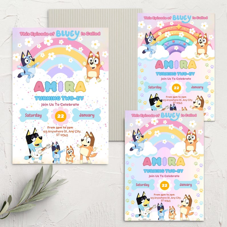 Editable Bluey Birthday Invitation Template, Kids Party Invite (digital ...