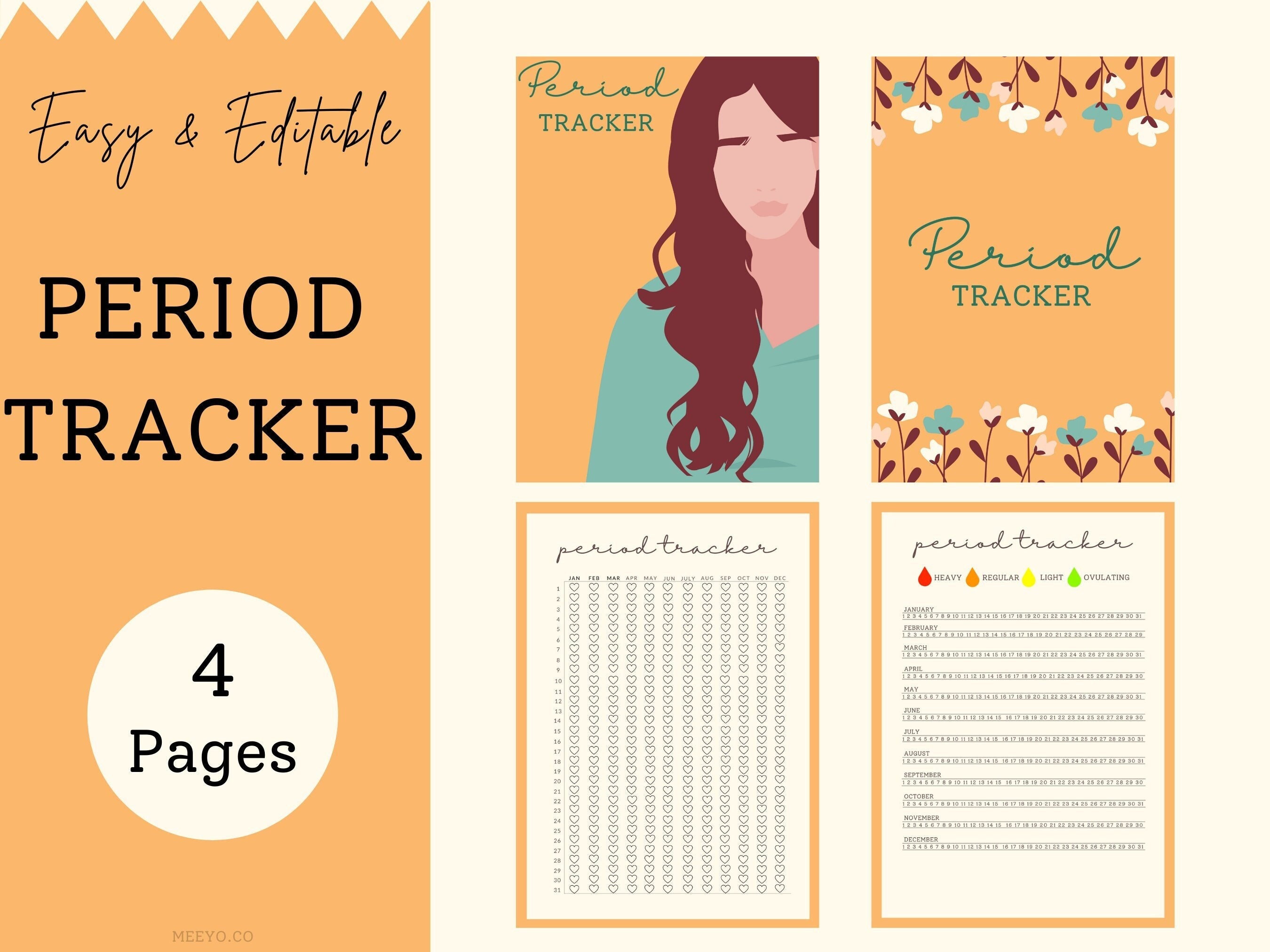 Printable Period Tracker Menstrual Cycle Tracker Period Calendar ...