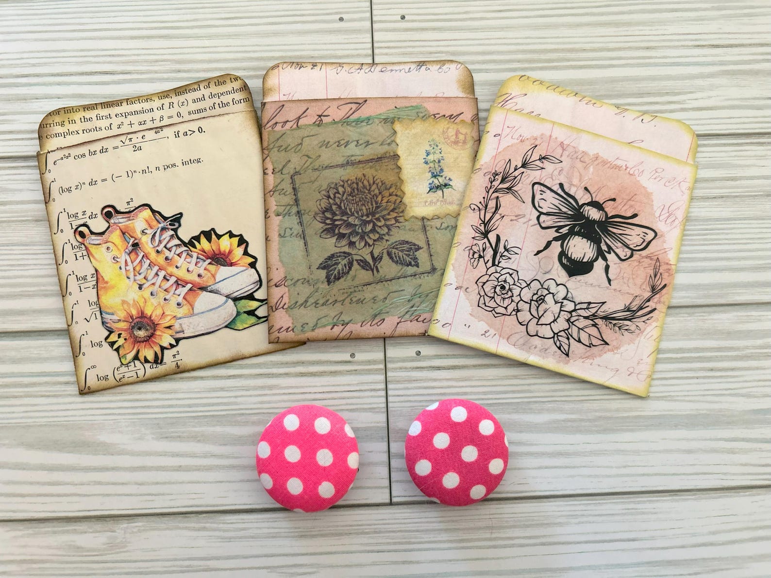 Library Card Pockets With Retro Fabric Magnets - Etsy