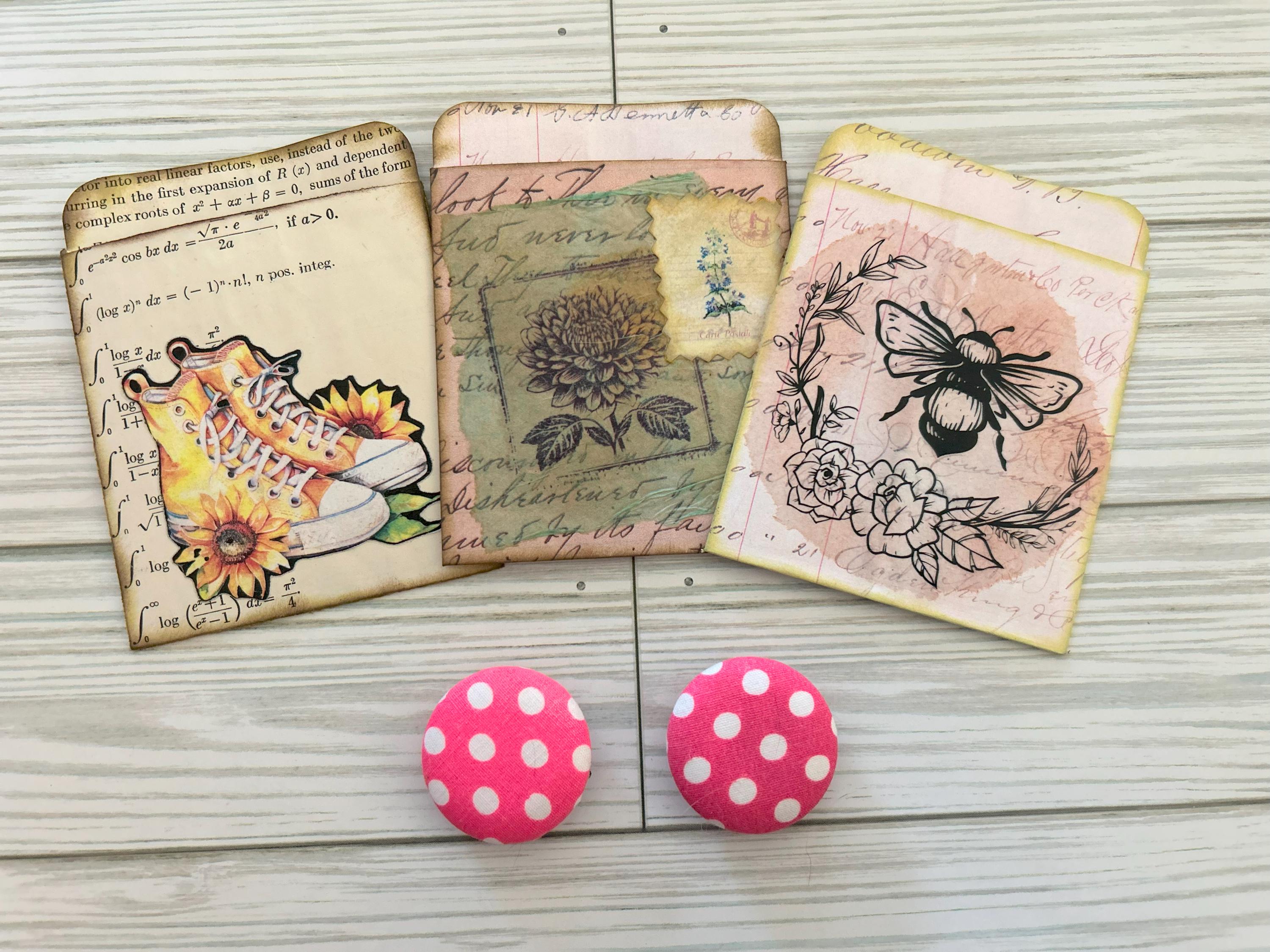 Library Card Pockets With Retro Fabric Magnets - Etsy