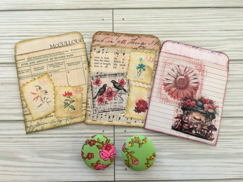 Library Card Pockets With Retro Fabric Magnets - Etsy