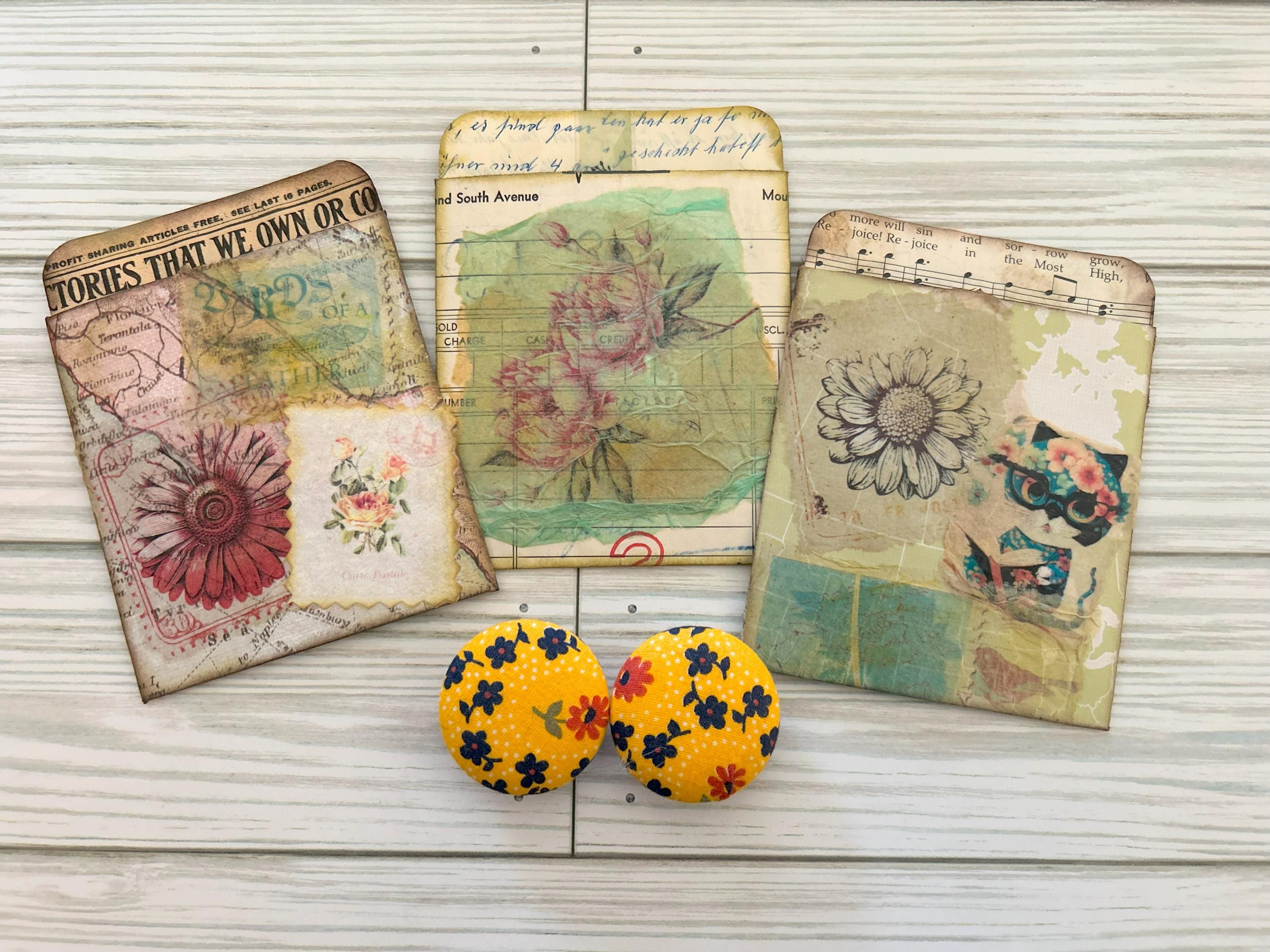 Library Card Pockets With Retro Fabric Magnets - Etsy