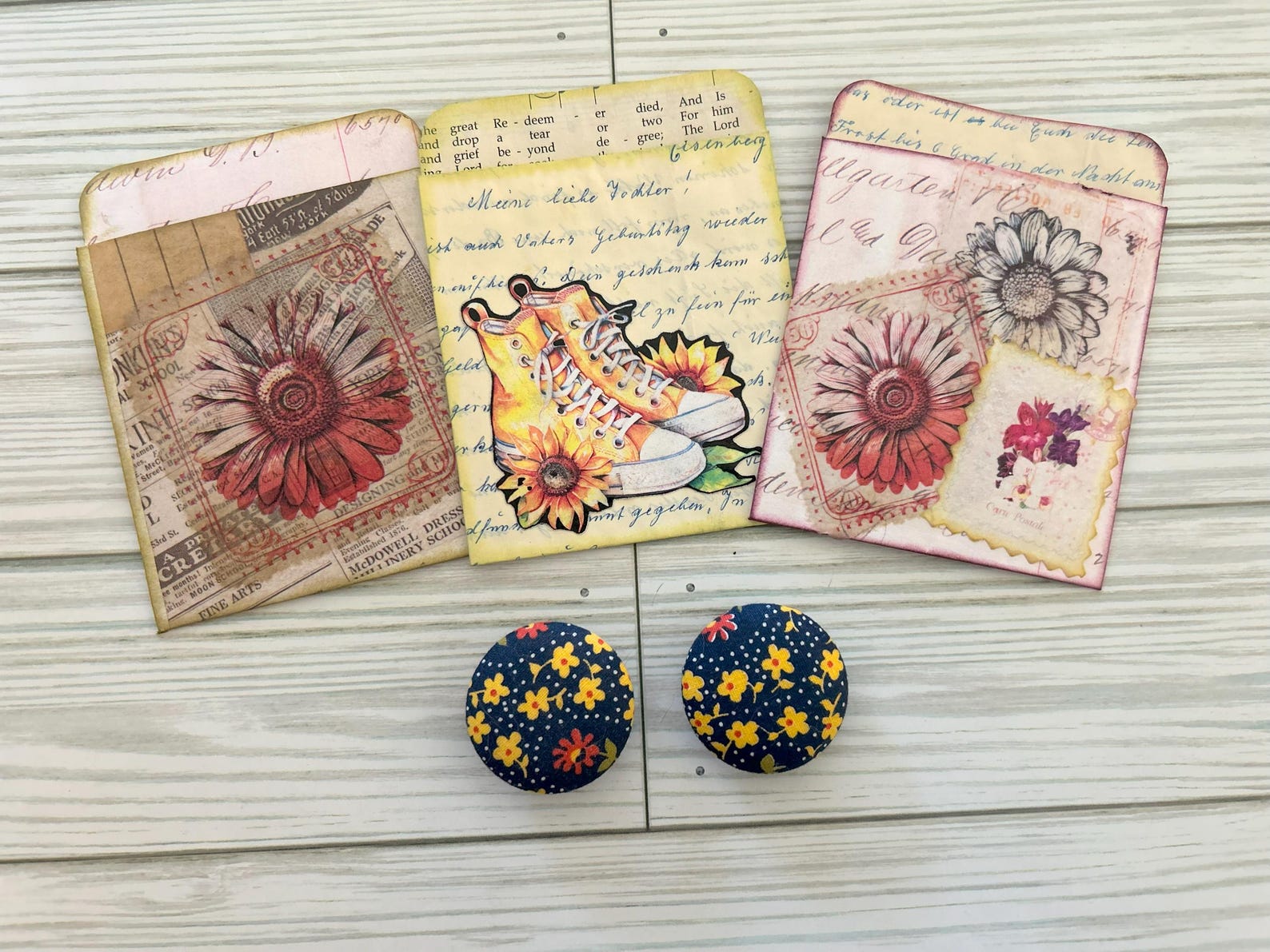 Library Card Pockets With Retro Fabric Magnets - Etsy