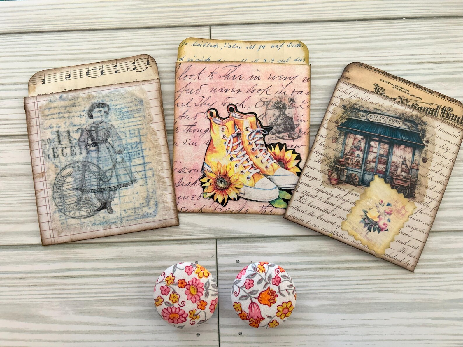 Library Card Pockets With Retro Fabric Magnets - Etsy