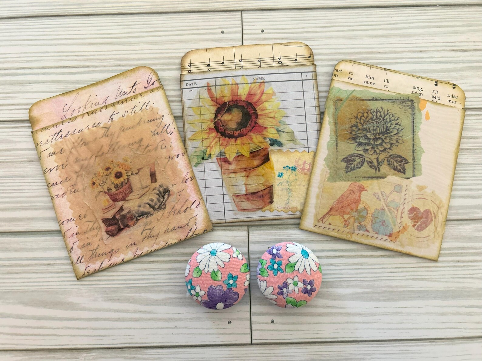 Library Card Pockets With Retro Fabric Magnets - Etsy