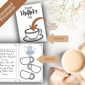 Kids Mother's Day Card | Tea Party Fillable | Digital Download | Mother ...