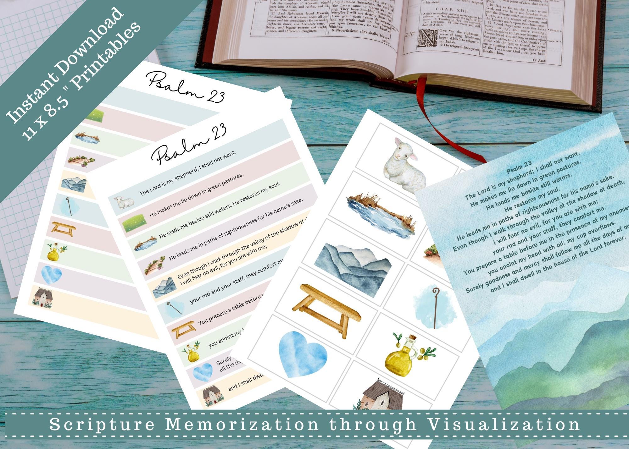 Psalm 23 / Bible Memory / Scripture Memorization Through Visualization ...