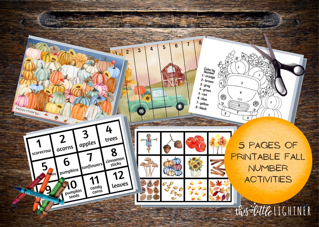 Preschool Fall Printables, Number Sequencing, Autumn Color by Number ...
