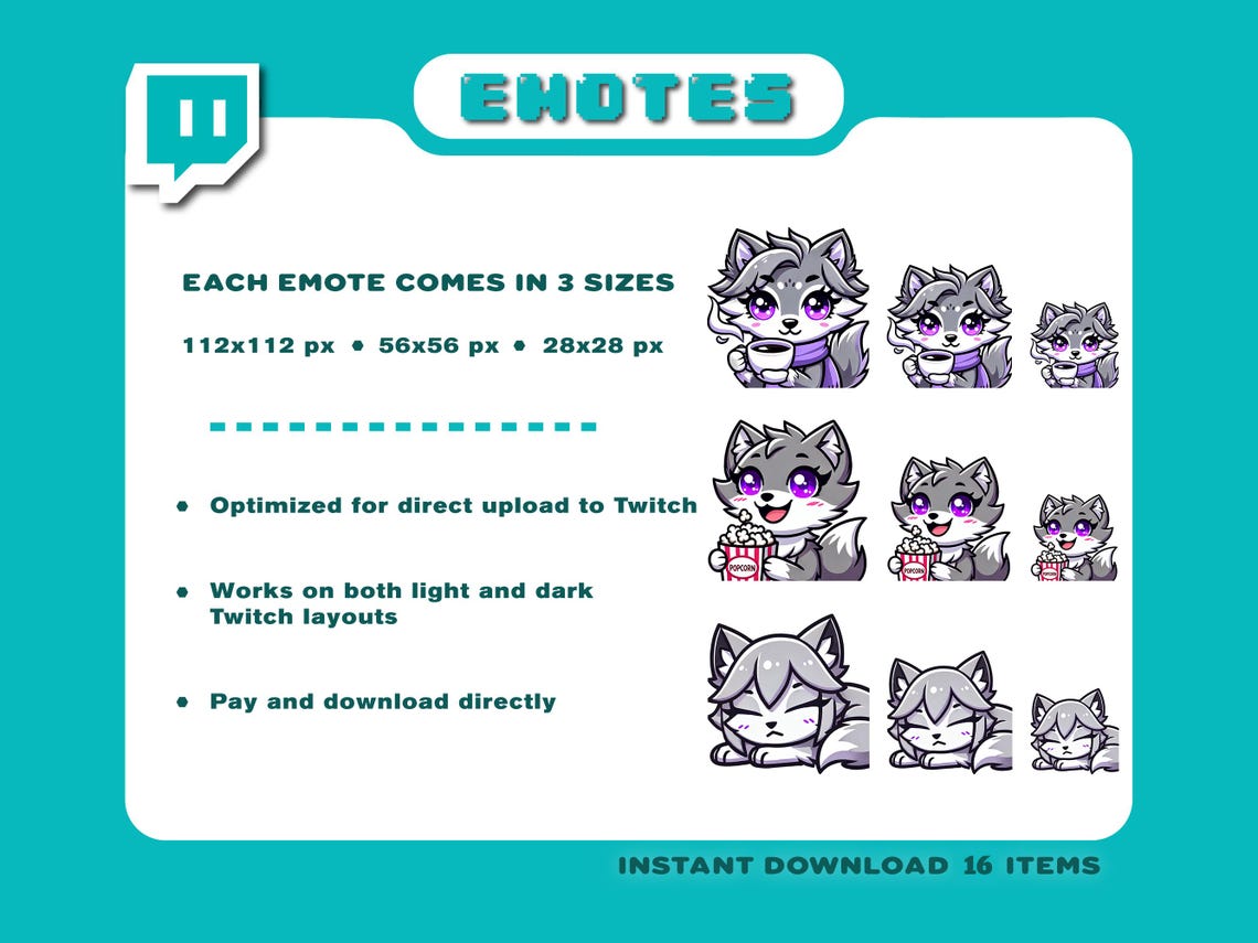 Twitch Emotes, Wolf Twitch Emotes | Cute Wolf Emotes, Chibi Wolf Emotes ...