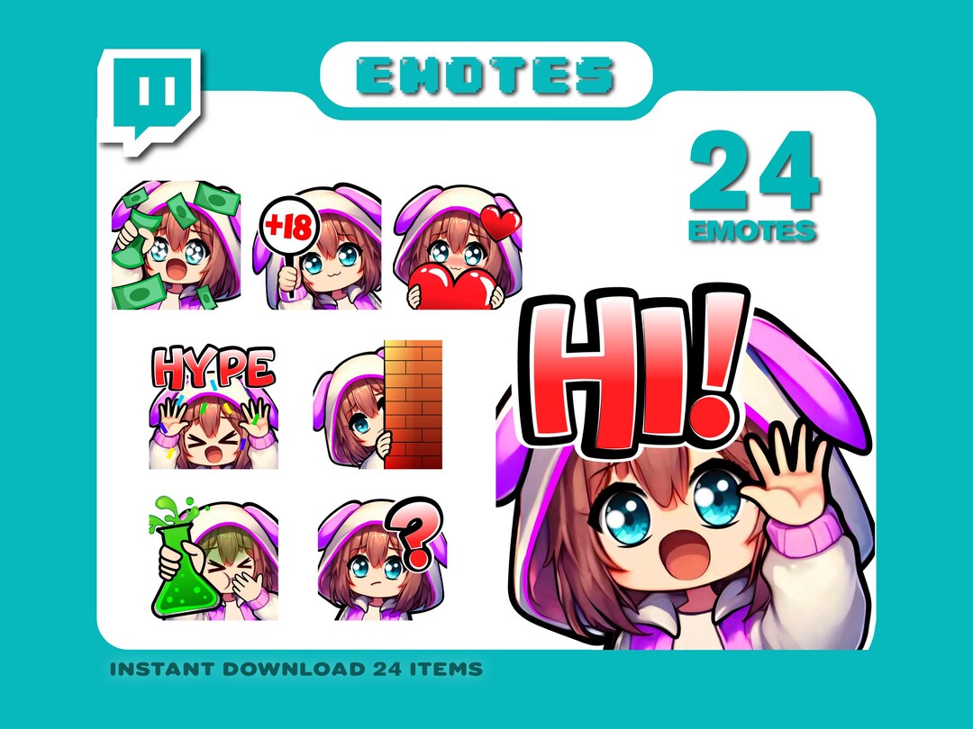 Twitch Emotes, Rabbit Girl Emotes, Kick Emotes, Youtube Emotes, Text ...