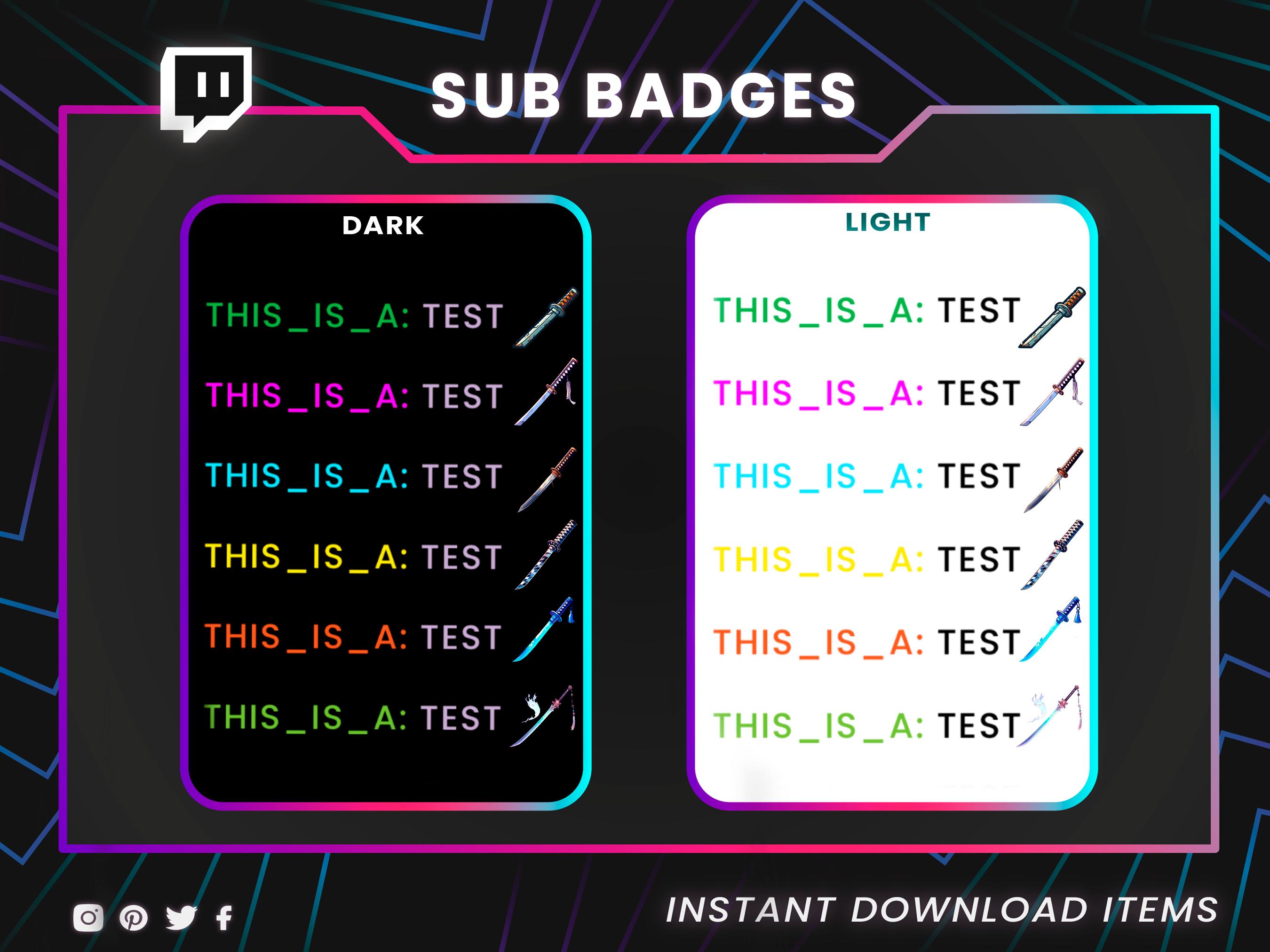 Twitch Sub Badges for Streamers / Katana Bit Badges / Samurai Sword ...
