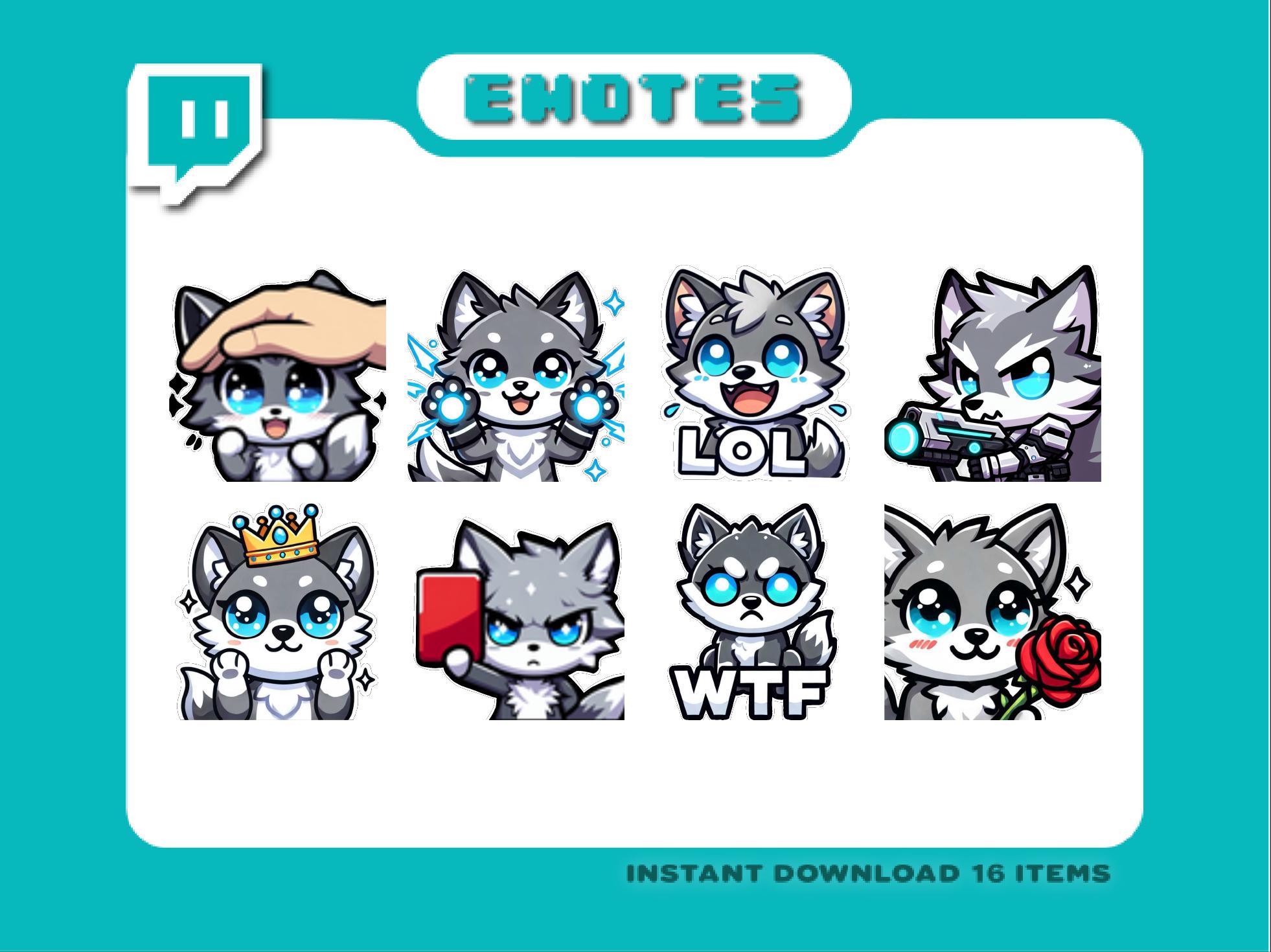 Twitch Emotes, Wolf Twitch Emotes Cute Wolf Emotes, Chibi Wolf Emotes ...