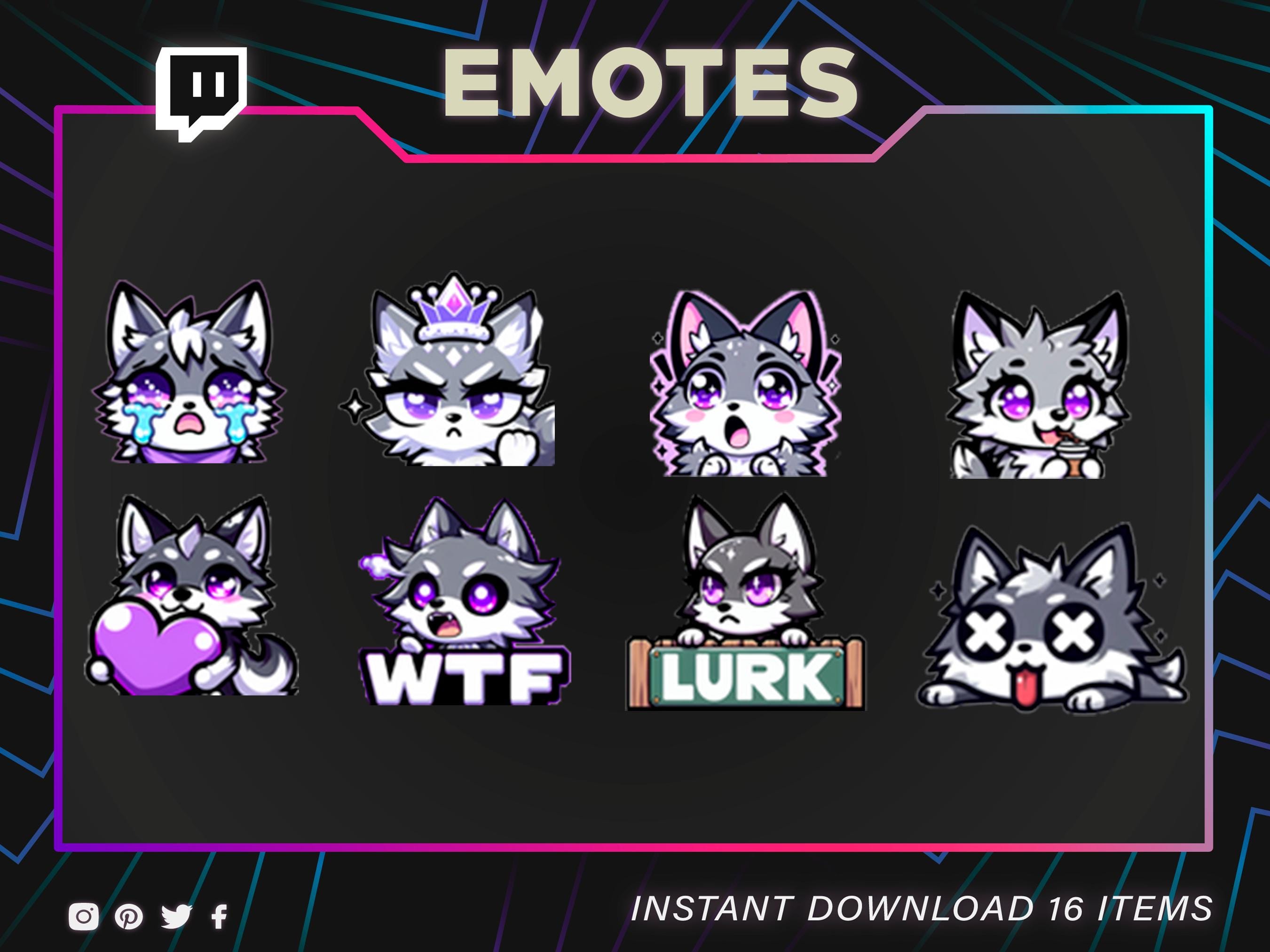 Twitch Emotes, Wolf Twitch Emotes | Cute Wolf Emotes, Chibi Wolf Emotes ...