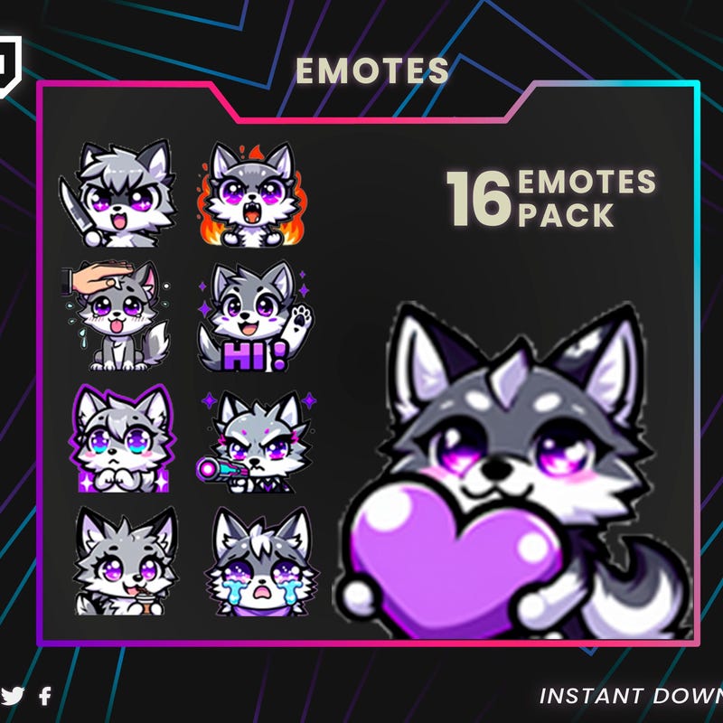 Wolf Discord Emojis - Etsy