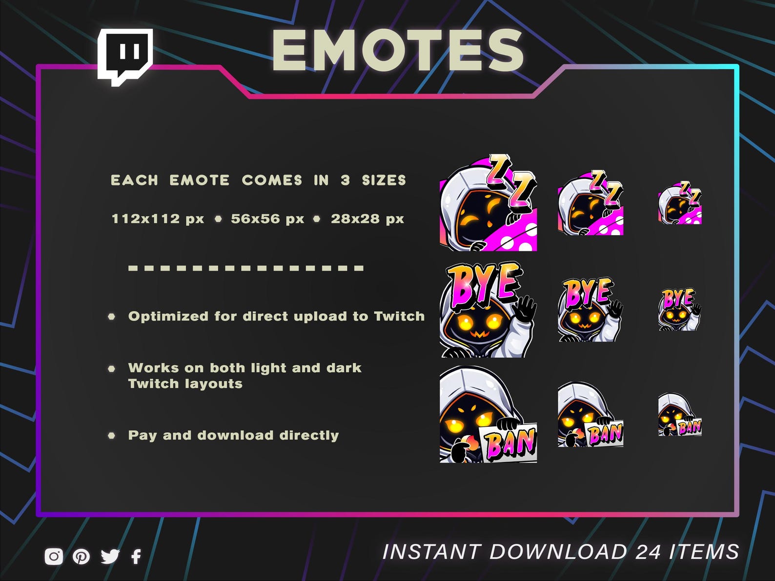 Neon Hoodie Wizard Emotes for Twitch, Discord, and Tiktok | Emotes on ...