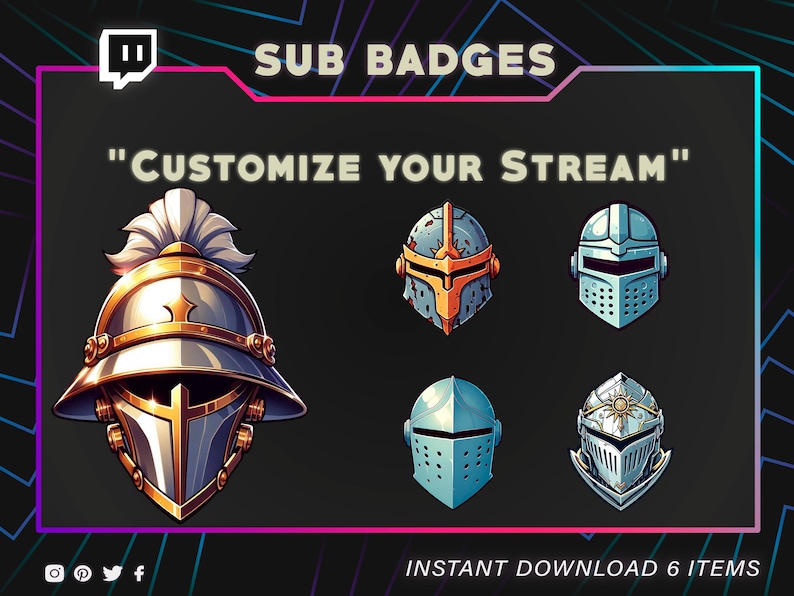 Twitch Sub Badges / Bit Badges / Medieval Helmet Collection / Knight ...