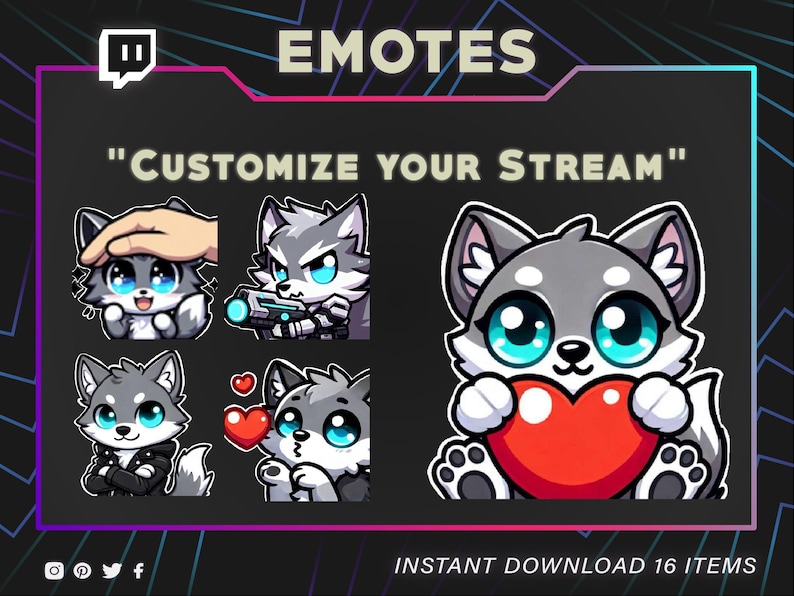 Twitch Emotes, Wolf Twitch Emotes | Cute Wolf Emotes, Chibi Wolf Emotes ...