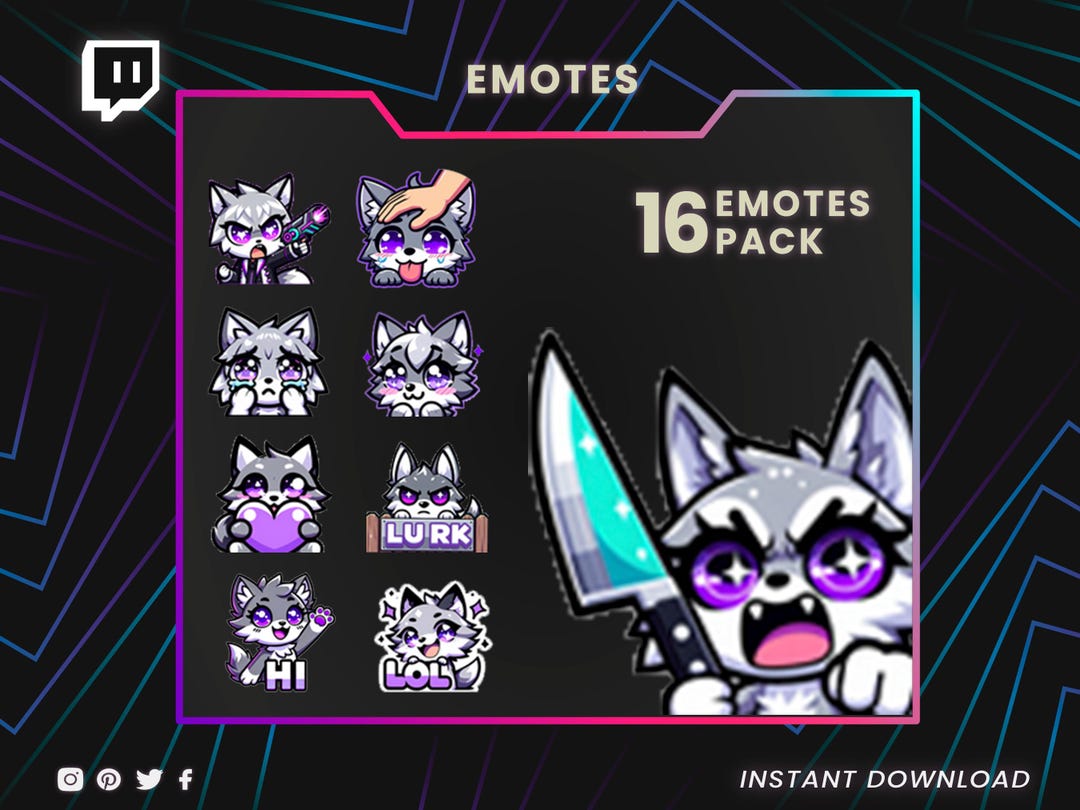 Twitch Emotes, Wolf Twitch Emotes | Cute Wolf Emotes, Chibi Wolf Emotes ...