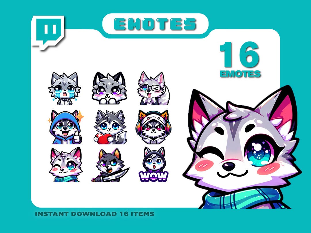 Twitch Emotes, Wolf Twitch Emotes | Cute Wolf Emotes, Chibi Wolf Emotes ...