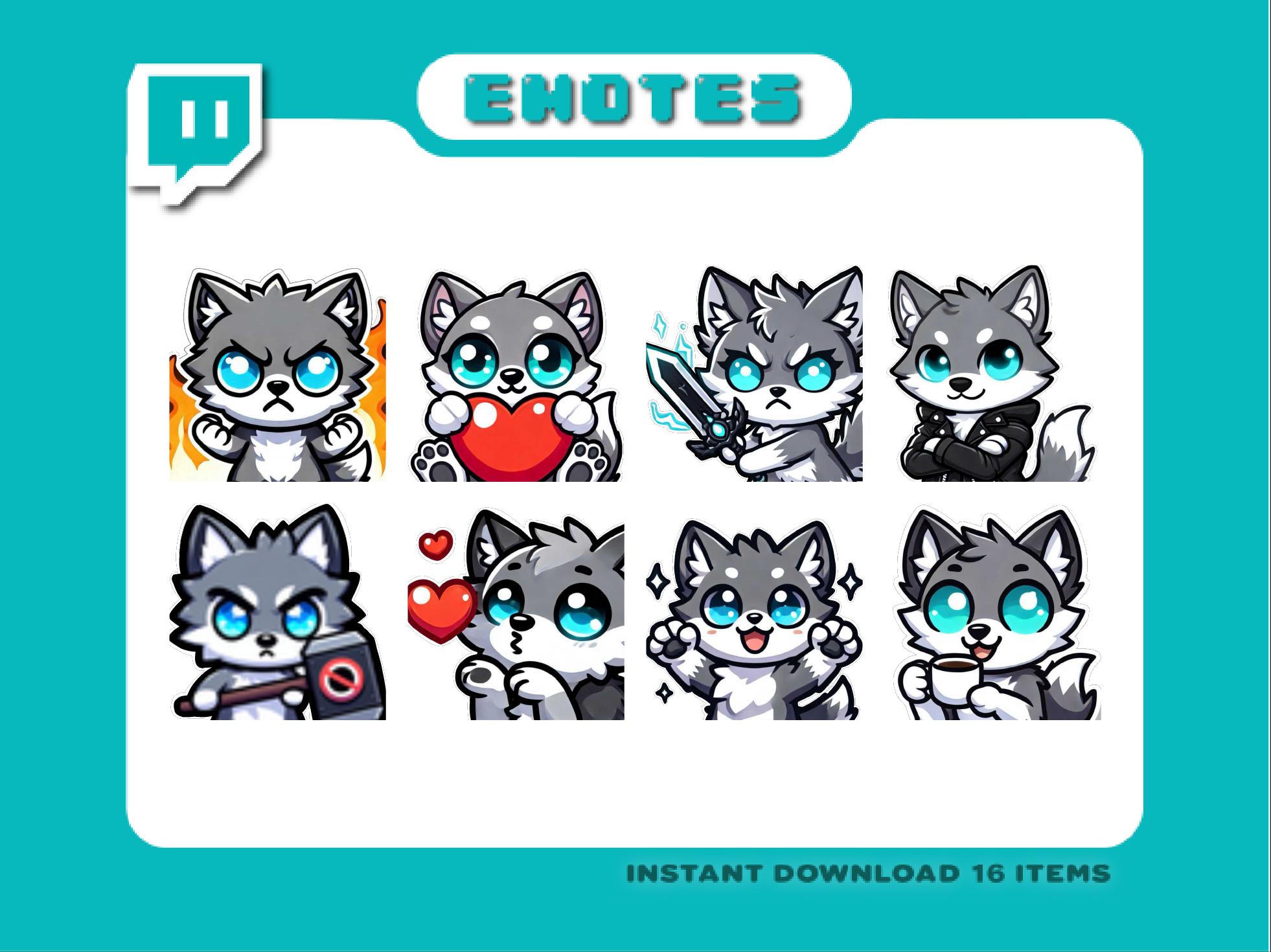 Twitch Emotes, Wolf Twitch Emotes Cute Wolf Emotes, Chibi Wolf Emotes ...