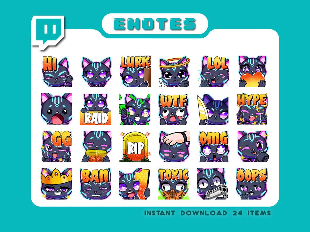 Twitch Emotes, Cyber Cat Emotes, Cat Emotes, Emotes Twitch, Discord ...
