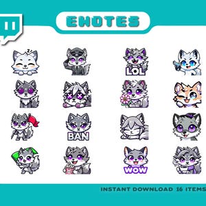 Twitch Emotes, Wolf Twitch Emotes | Cute Wolf Emotes, Chibi Wolf Emotes ...