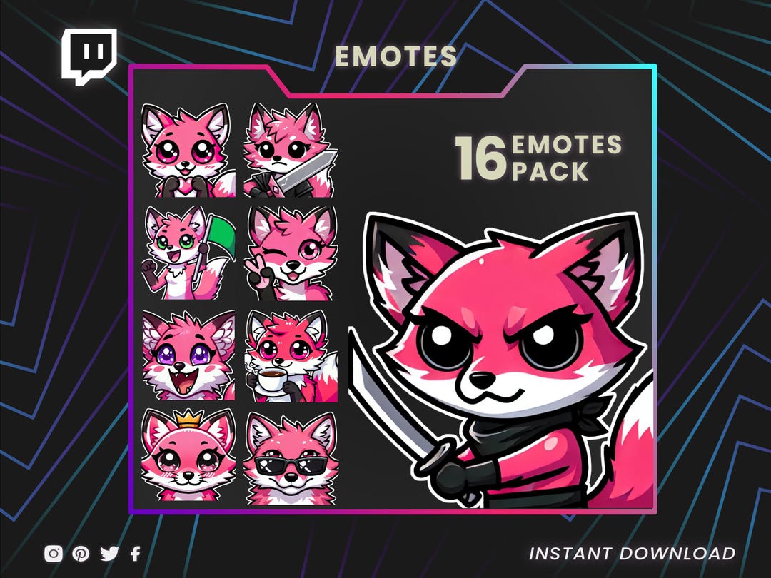Twitch Emotes, Fox Twitch Emotes | Cute Fox Emotes, Chibi Fox Emotes ...