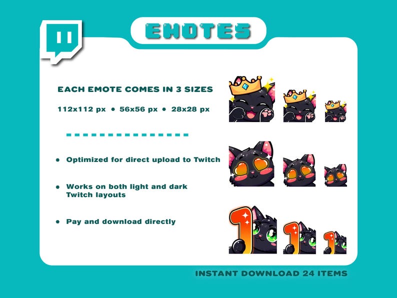 Emotes de gato negro para Twitch, Discord y TikTok / Emotes en oferta ...