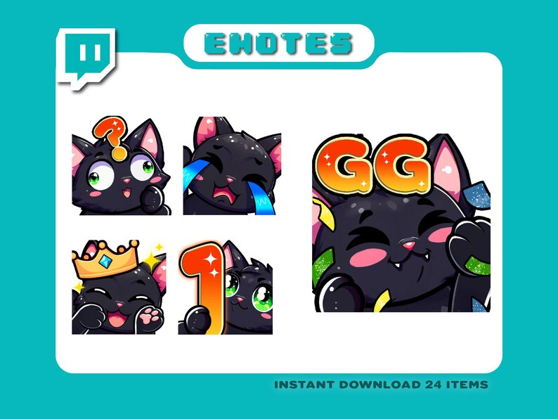 Emotes de gato negro para Twitch, Discord y TikTok / Emotes en oferta ...