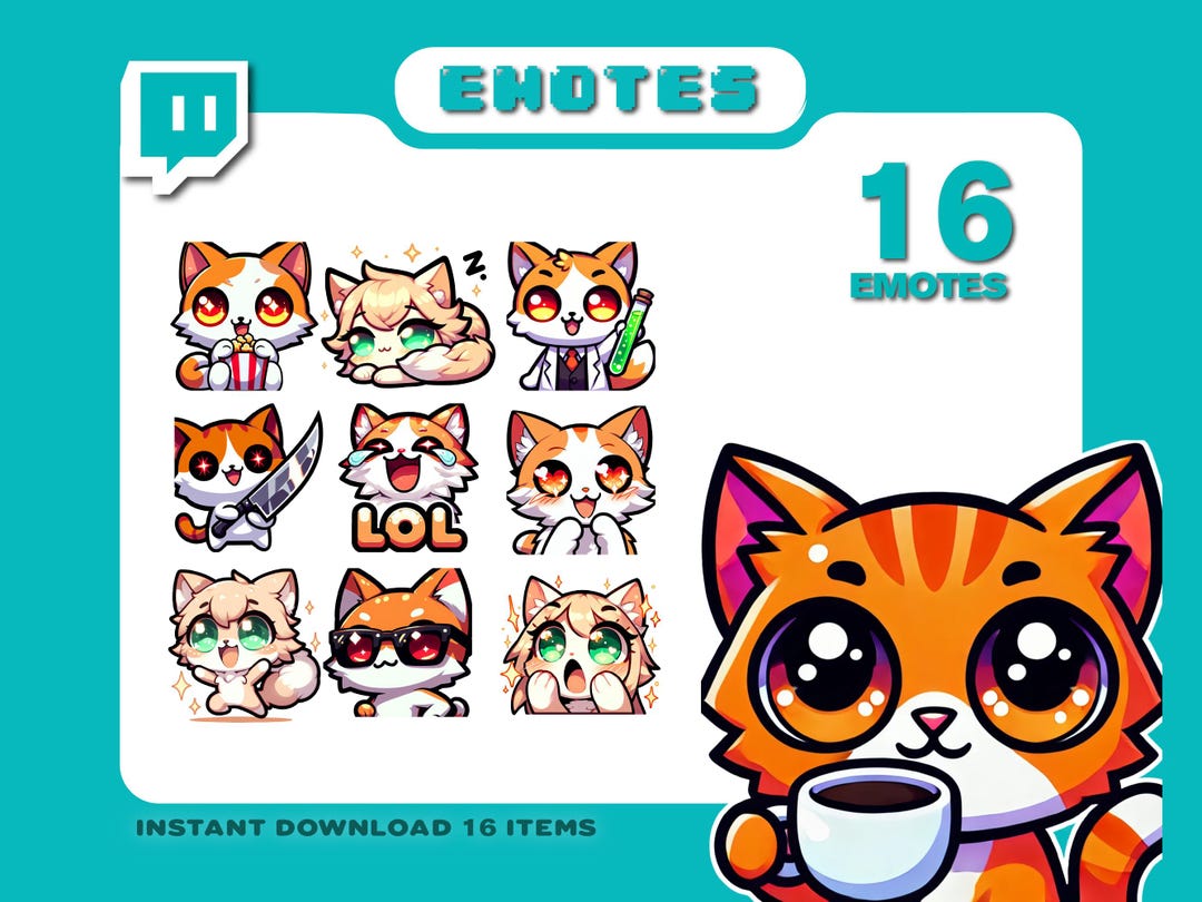 Twitch Emotes, Cat Twitch Emotes | Cute Cat Emotes, Chibi Cat Emotes ...