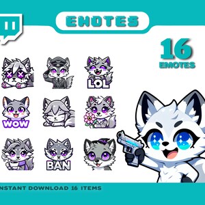 Twitch Emotes, Wolf Twitch Emotes | Cute Wolf Emotes, Chibi Wolf Emotes ...