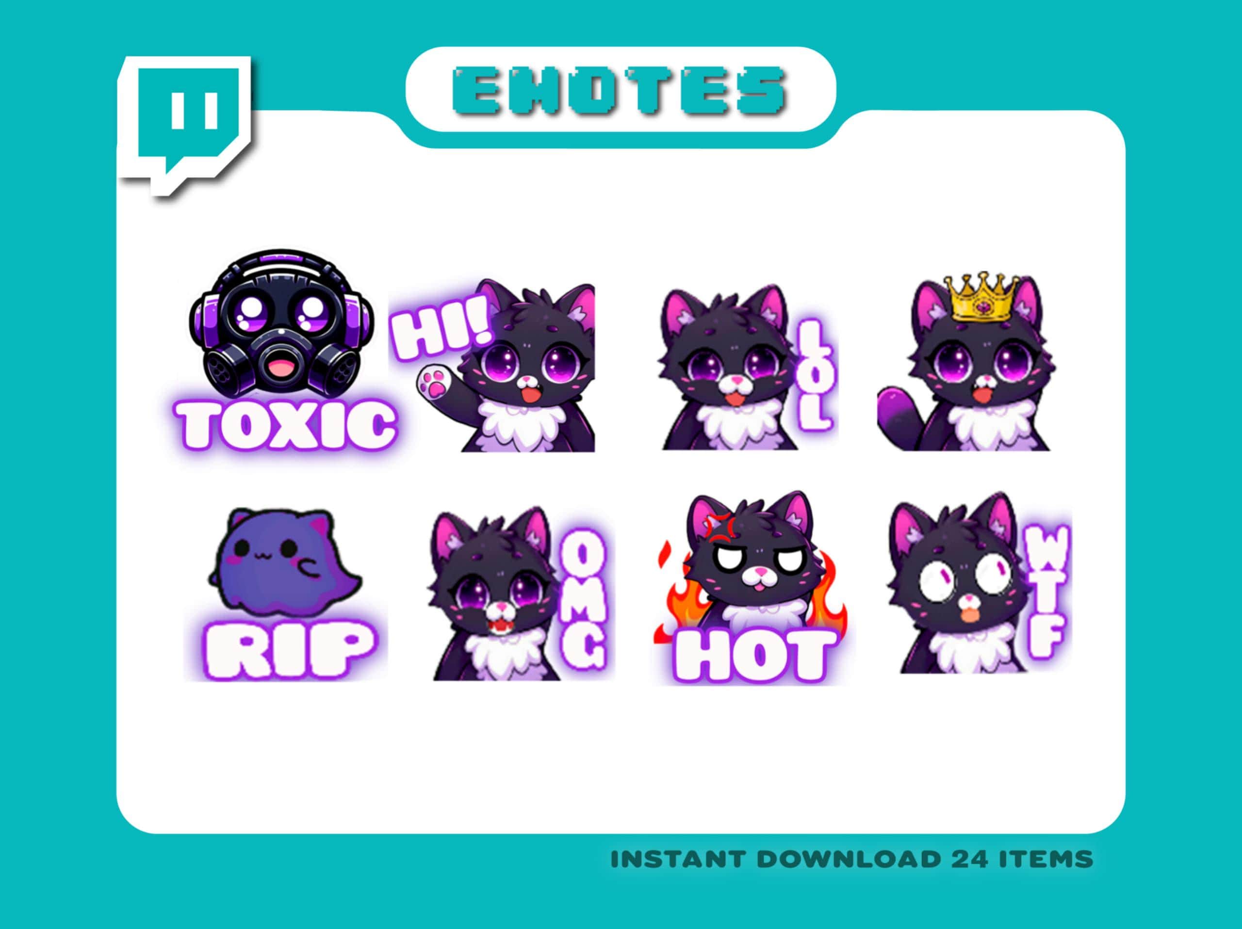Emotes de gato negro para Twitch, Discord y TikTok / Emotes en oferta ...