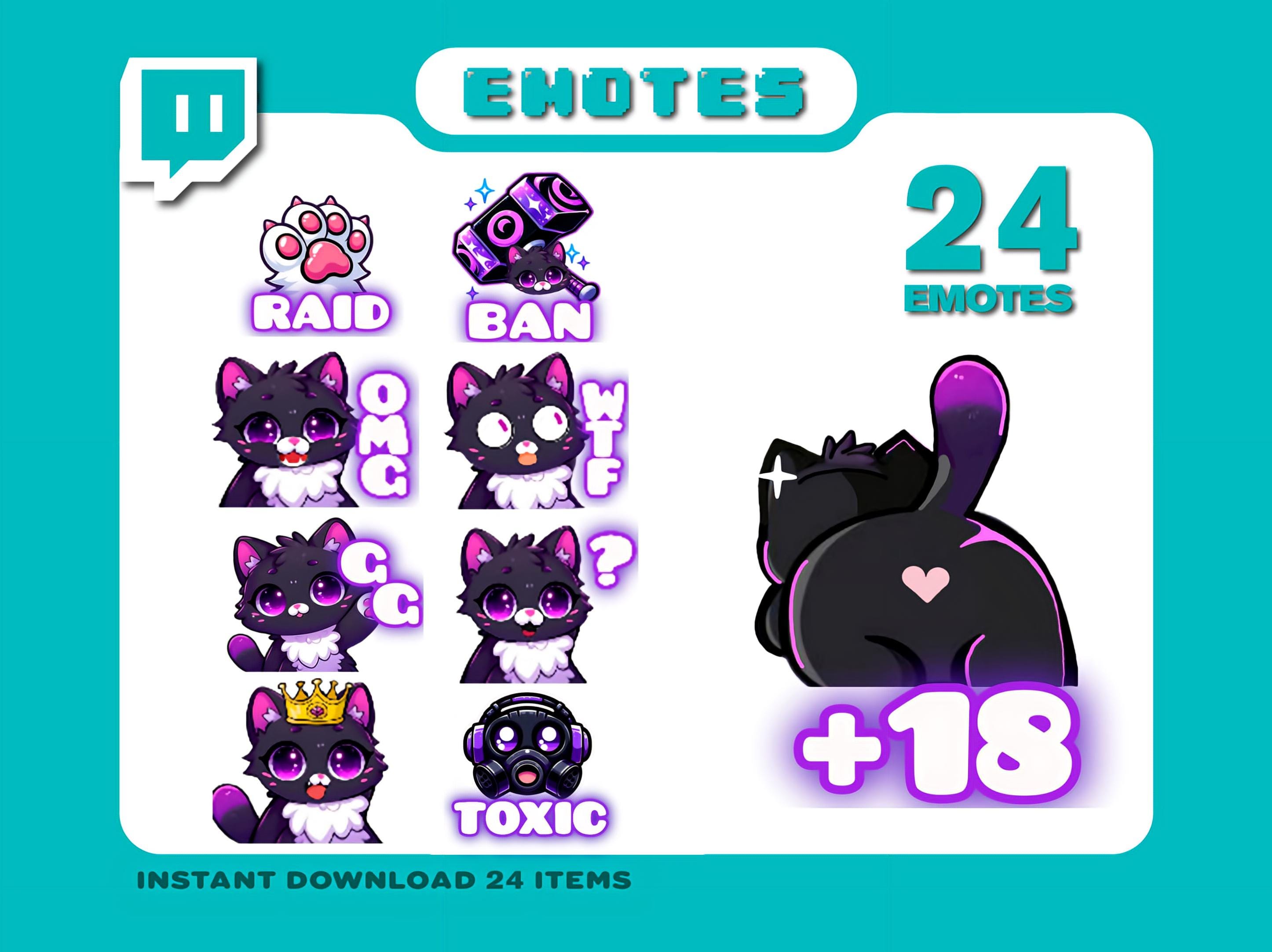 Emotes de gato negro para Twitch, Discord y TikTok / Emotes en oferta ...