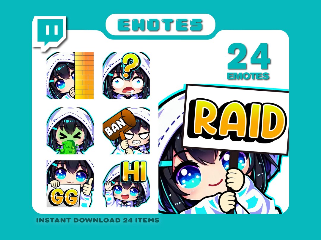 White and Blue Girl Emotes for Twitch, Discord, and Tiktok | Emotes on ...