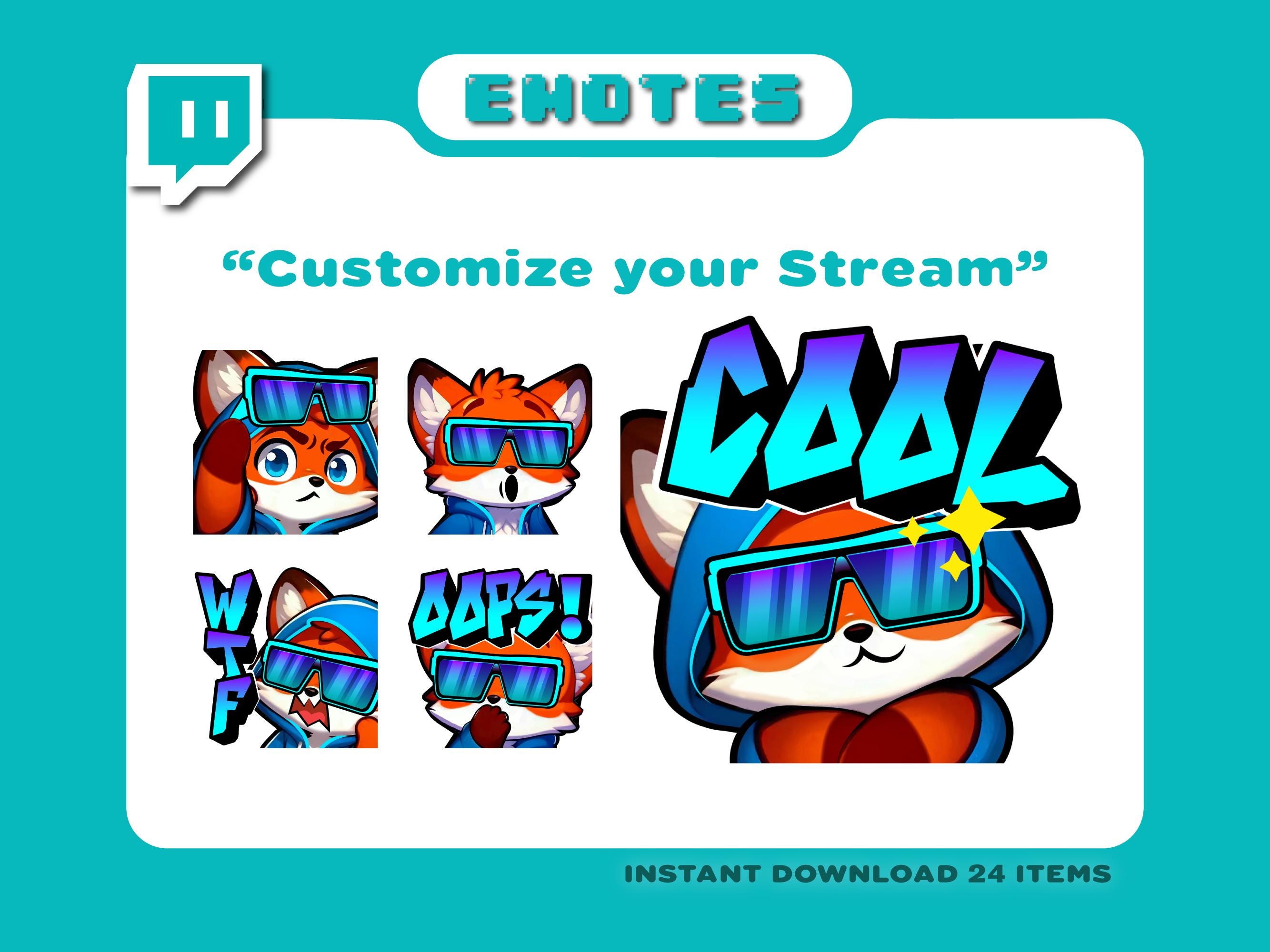 24 Twitch Emotes, Fox Emotes, Kick Emotes, Text Emotes, Neon Emotes, Hi ...