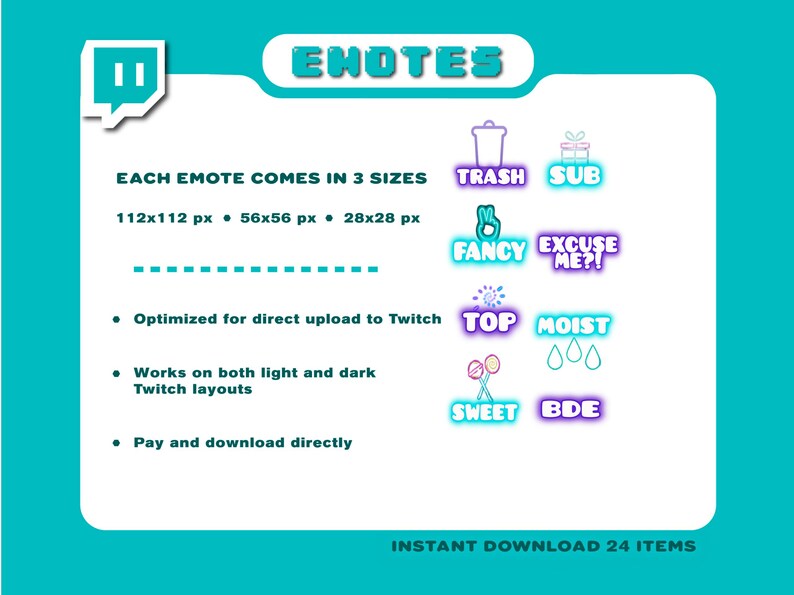 Neon Twitch Emotes Pack | 24 Colorful Text Emotes for Discord & Tiktok ...